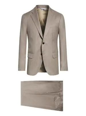 Boglioli Herringbone Stretch Virgin Wool Suit - Beige