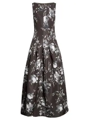 Oscar De La Renta Sleeveless Peony Print Gown - White/carbon