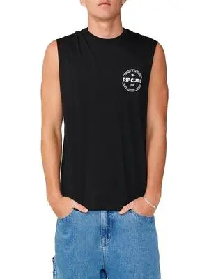Rip Curl Staple Cotton Graphic Muscle T-shirt Black