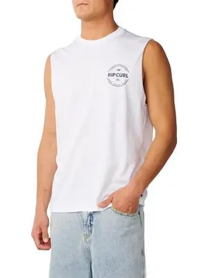 Rip Curl Staple Cotton Graphic Muscle T-shirt White