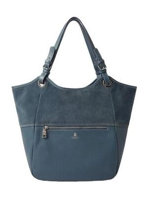 OSPREY LONDON Luxe Woodstock Suede & Leather Tote Bag - Denim