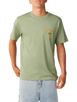 Rip Curl Fade Out Icon Cotton Graphic T-shirt - Sage