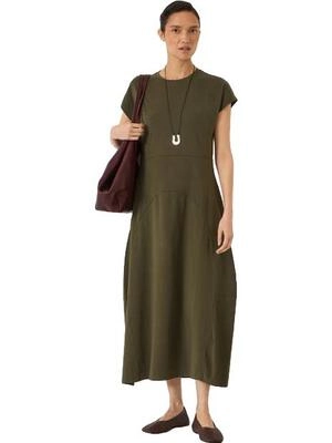 HUSH Barrel Cotton Jersey Midi Dress - Khaki