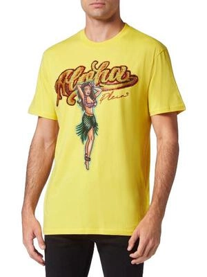 Philipp Plein T-shirt Round Neck Ss Hawaii - Yellow