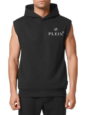 Philipp Plein Sleeveless Hoodie Sweatshirt Black