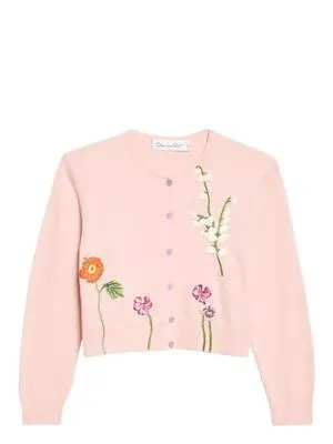 OSCAR DE LA RENTA Oscar De La Renta Embroidered Wool Cardigan