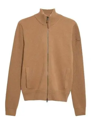 Moncler Wool & Cashmere Zip Cardigan - Teak