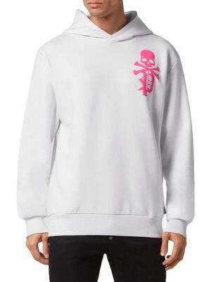 Philipp Plein Gothic Plein Hooded Sweatshirt - White