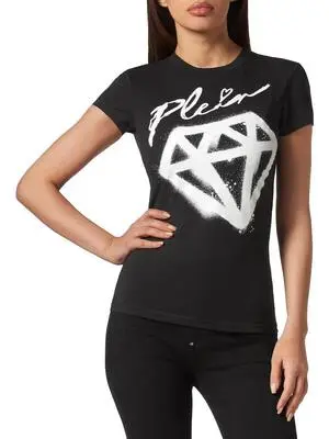 Philipp Plein Cotton Jersey T-shirt With Spray Print - Black