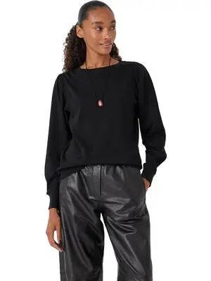 HUSH Emily Puff Sleeve Relaxed Top - Black