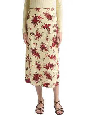JIL SANDER Floral Print Midi Skirt - Ruby Yellow