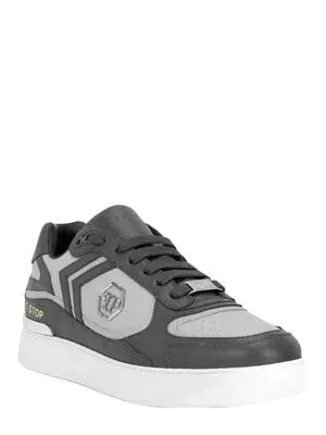 Philipp Plein Low Top Sneakers In Deer Leather - Darkgrey