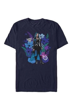 DESCENDANTS Wicked Wonderland Floral Chloe Portrait T Shirt - Navy Blue