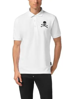 Philipp Plein Pique Polo Shirt Ss Skull&amp;bones - White