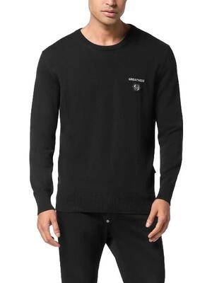 Philipp Plein Embroidered Wool Crewneck Pullover - Black
