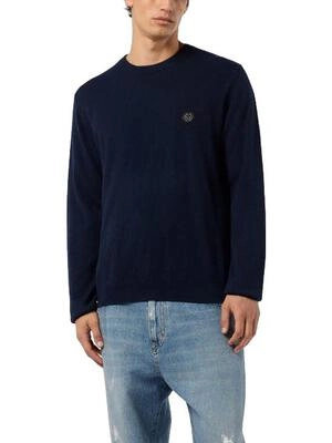 Philipp Plein Embroidered Wool Crewneck Pullover - Navy
