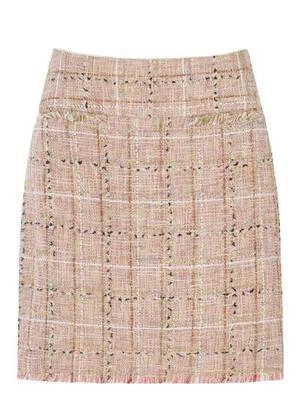 REALLY WILD CLOTHING Cece Boucle Check Mini Skirt - Rose Check