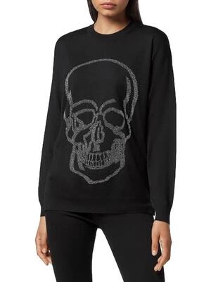 Philipp Plein Round Neck Wool Pullover - Black