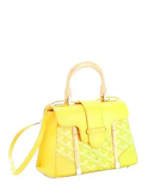 Goyard Structured Saigon Top Handle Bag Coated Canvas With Leather Mini Satchel - Yellow