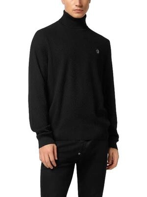 Philipp Plein Wool And Silk Turtleneck Pullover - Black