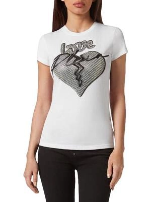 Philipp Plein Embellished Heart T-shirt - White