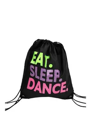 CAPEZIO Drawstring Backpack With Neon Sparkle Lettering - Black