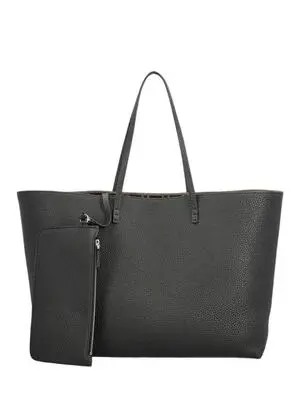 Fendi Medium Cuoio Romano Leather Shopper Bag - Black