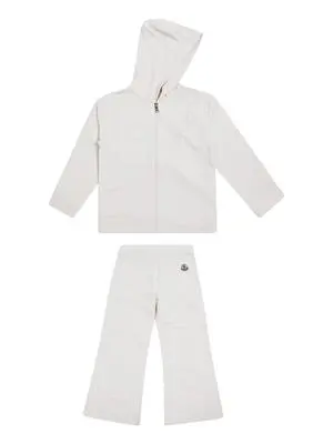 Moncler Zip-up Hooded Jacket And Wide-leg Pants Set - Beige