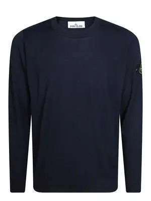 Stone Island Crewneck Fine Knit Sweater - Blu