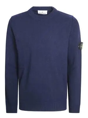Stone Island Crew Neck Knit Sweater - Blu