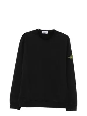 Stone Island Cotton Drawstring Hoodie With Kangaroo Pocket - Nero