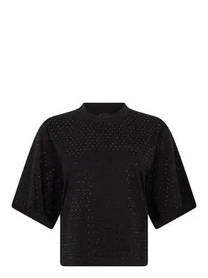 Pinko Cotton Rhinestone Embellished Short-sleeve T-shirt - Black