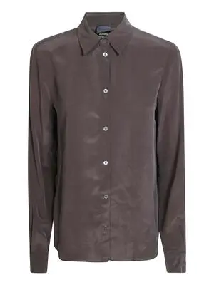 Pinko Crepe Shirt With Signature Details - Marrone