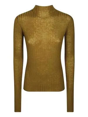 Pinko PINKO Ribbed Turtleneck Long Sleeve Sweater Verde