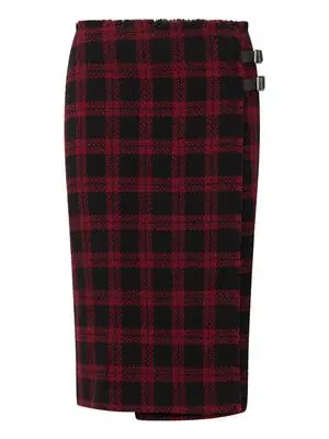 Pinko Checkered Plaid Midi Skirt With Side Zip - Multicolor