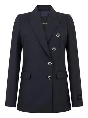 Pinko Striped Double-breasted Jacket With Decorative Buttons - Blue