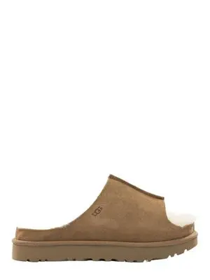 UGG Suede Shearling Lined Slip-on Sandals - Brown