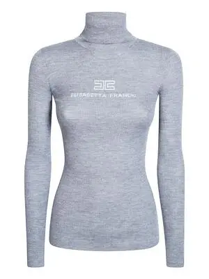 Elisabetta Franchi Ribbed Turtleneck Fine Knit Sweater - Grigio