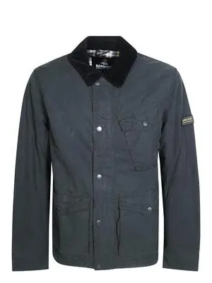 BARBOUR INTERNATIONAL Waxed Cotton Jacket With Corduroy Collar - Verde