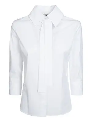 Elisabetta Franchi ELISABETTA FRANCHI Tailored Button-Front Shirt With Tie Detail Bianco
