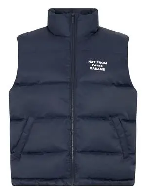 Drole De Monsieur Padded High Collar Gilet - Blue