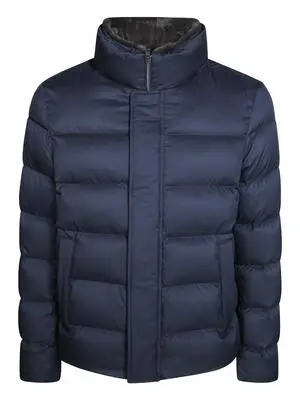 Herno Quilted Zip-up Jacket With Stand Collar - Blu