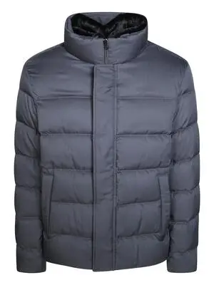 Herno Quilted Zip-up Jacket With Stand Collar - Grigio