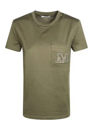 Max Mara Papaia Crewneck T-shirt With Pocket Detail - Beige