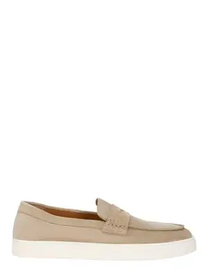 DOUCAL'S DOUCAL'S Suede Slip-On Moccasins With Rubber Sole Beige