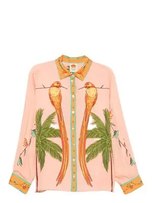 Farm Rio Long-sleeved Printed Viscose Shirt - Rosa