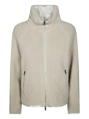 Herno Zip-up Soft Knit Sweater - Beige