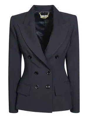 Elisabetta Franchi Double Breasted Tailored Jacket - Nero