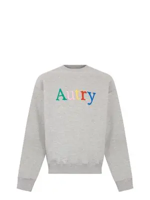 AUTRY Embroidered Logo Crewneck Sweatshirt - Heather Grey