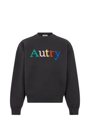 AUTRY Crewneck Sweatshirt With Embroidered Logo - Black